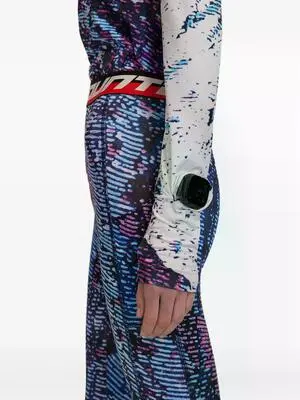 Aztech Mountain Abstract Print High Neck Long Sleeve Top