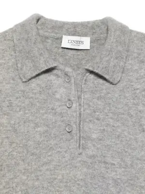 LANEUS Buttoned Polo Top - Grey