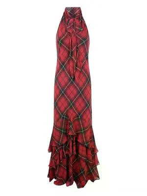 Ralph Lauren Plaid Ruffled Halter Dress