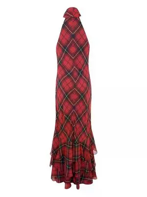 Ralph Lauren Plaid Ruffled Halter Dress