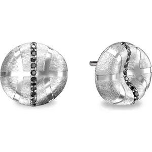 PASCAL Leaking Ball Linear Diamond Earrings - Silver/black Diamond