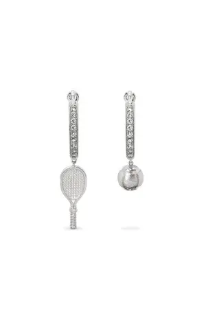 PASCAL Tennis Hoop Earrings - Silver/white Diamond