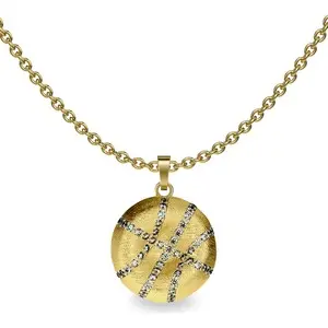 PASCAL Basketball Crooked Ball Diamond Pavé Pendant Necklace - Gold/white Diamond
