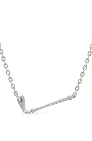 PASCAL Golf Club Pendant Necklace - Silver/white Diamond