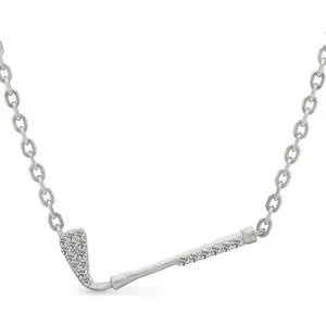 PASCAL Golf Club Pendant Necklace - Silver/white Diamond