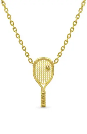 PASCAL Tennis Racket Pendant Necklace - Gold/yellow Diamond