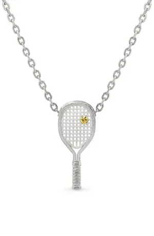 PASCAL Tennis Racket Pendant Necklace - Silver/yellow Diamond