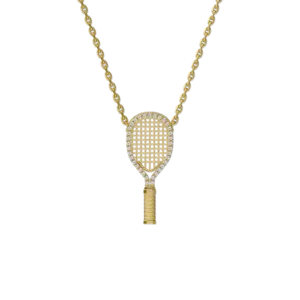 PASCAL Tennis Racket Pendant Necklace - Gold/white Diamond