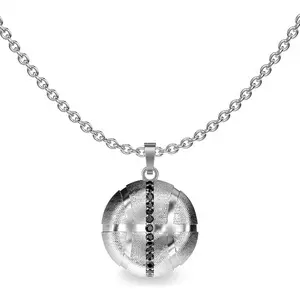 PASCAL Linear Diamond Basketball Pendant Necklace Silver/black Diamond