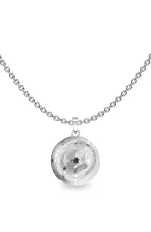 PASCAL Diamond Leaking Ball Pendant Necklace - Silver/black Diamond