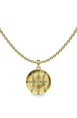 PASCAL Basketball Leaking Ball Diamond Pavé Necklace - Gold/white Diamond