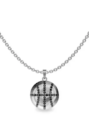 PASCAL Basketball Leaking Ball Diamond Pavé Necklace - Silver/black Diamond