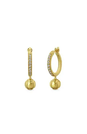 PASCAL Tennis Ball Hoop Earring - Gold/white Diamond