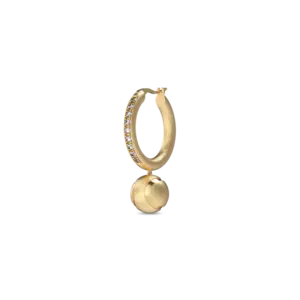 PASCAL Tennis Ball Hoop Earring - Gold/white Diamond