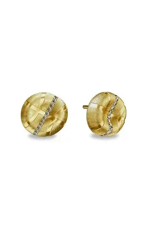 PASCAL Basketball Linear Diamond Vermeil Earrings - Gold/white Diamond