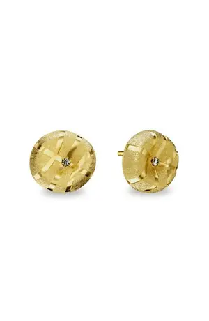 PASCAL Crooked Ball Diamond Earrings - Gold/white Diamond