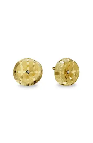 PASCAL Basketball Leaking Ball Diamond Stud Earrings - Gold/white Diamond