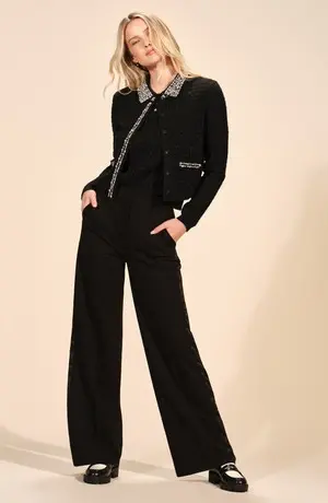 ISAAC MIZRAHI NEW YORK Crystal Embellished Cardigan