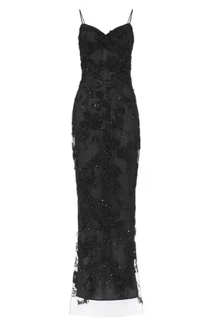 SAU LEE Sammie Beaded Floral Gown