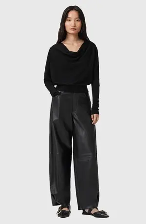 ALLSAINTS Ridley Dolman Sleeve Crop Sweater - Black
