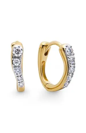 Monica Vinader Riva Pavé Lab Grown Diamond Huggie Hoop Earrings - 18ct Gold Vermeil