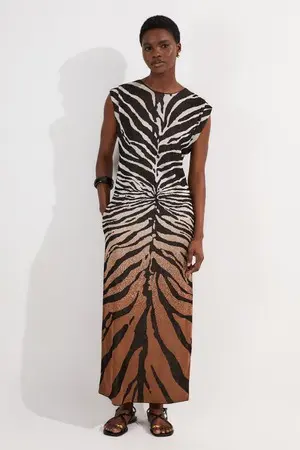 Karen Millen Jacquard Zebra Print Slinky Maxi Dress