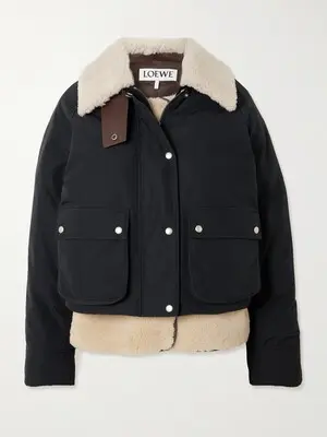 Loewe Shearling-lined Padded Cotton-blend Jacket - Black