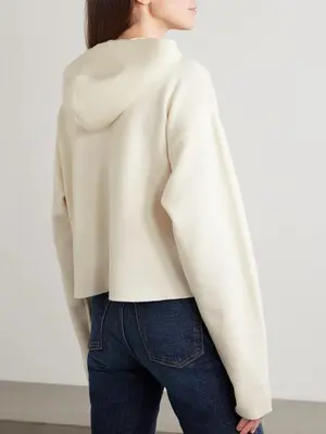 Loewe Leather-trimmed Wool-blend Zip-up Hoodie - White