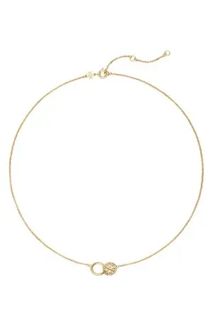 Tory Burch Icon Pavé Interlocking Pendant Necklace - Tory Gold/crystal