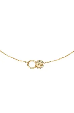Tory Burch Icon Pavé Interlocking Pendant Necklace