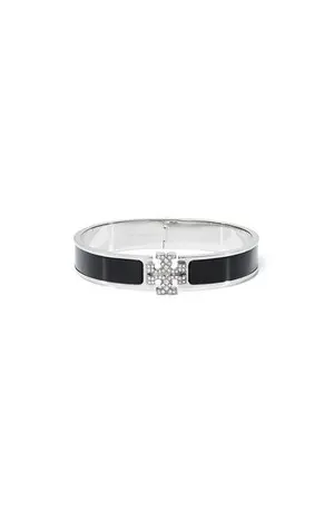 Tory Burch Icon Enamel Bracelet - Tory Silver/black/crystal