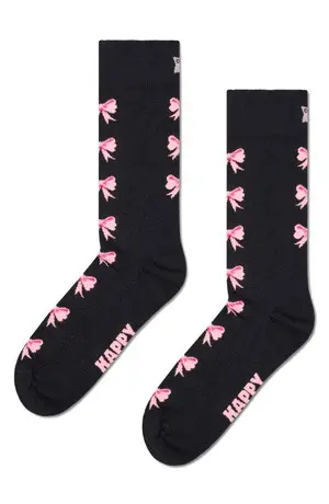 Happy Socks Bow Jacquard Crew Socks - Black