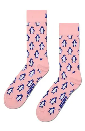 Happy Socks Penguin Crew Socks - Light Pink