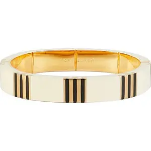 Tory Burch T-stripe Bangle Bracelet - Tory Gold/new Ivory/black