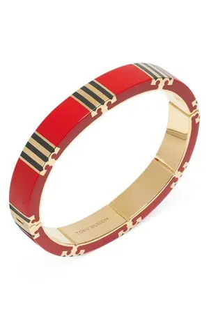 Tory Burch T-stripe Bangle Bracelet - Tory Gold/red/navy