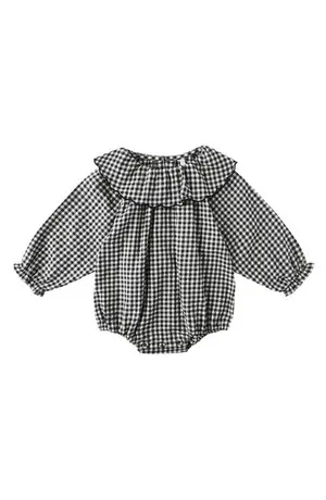 RYLEE + CRU Colette Gingham Cotton Bubble Romper - Black