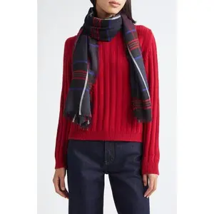 JOHNSTONS OF ELGIN Orton Plaid Cashmere Fringe Scarf