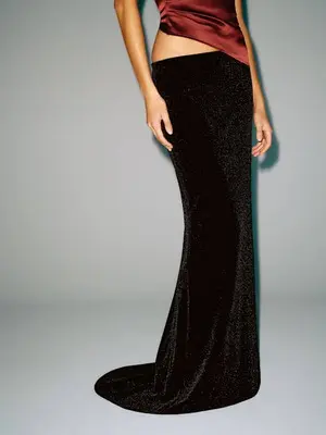 REFORMATION Jayne Knit Velvet Skirt