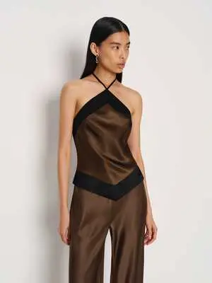 Women's Silk Halter V Neck Tops