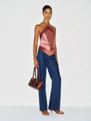 REFORMATION Jillian Silk Halter Top - Pink