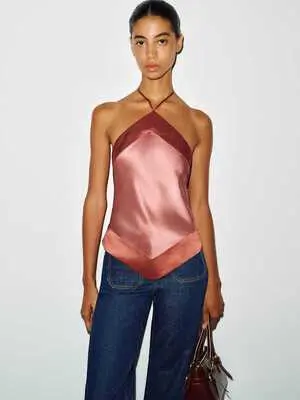 REFORMATION Jillian Silk Halter Top - Pink