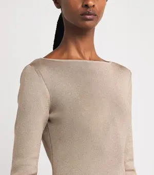 Max Mara Metallic-knit Maxi Dress