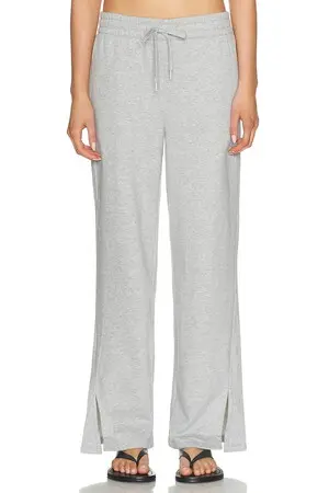 Beyond Yoga Luxefleece Tranquil Slit Wide Leg Pant - Light Heather Gray