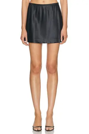 SKIMS Heavy Stretch Satin Mini Skirt - Onyx