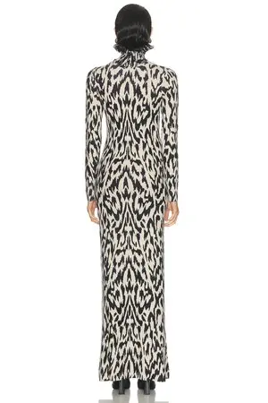 Brandon Maxwell Camille Turtleneck Dress - Abstract Leopard