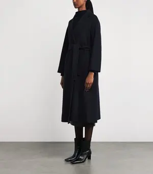 Max Mara Virgin Wool Midi Wrap Coat - Blue