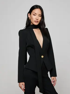 L'Agence Romy Tie Neck Blazer