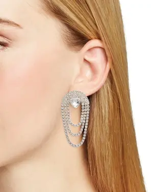 Aqua Salvo Heart Rhinestone Drop Earrings