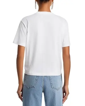 Aqua Embellished Lips T-shirt - White
