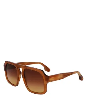 Victoria Beckham Rectangular Sunglasses, 53mm - Honey Brown Horn